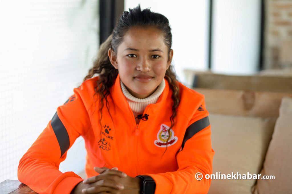 Saru Limbu began playing football barefoot. Today, she has a bigger ...