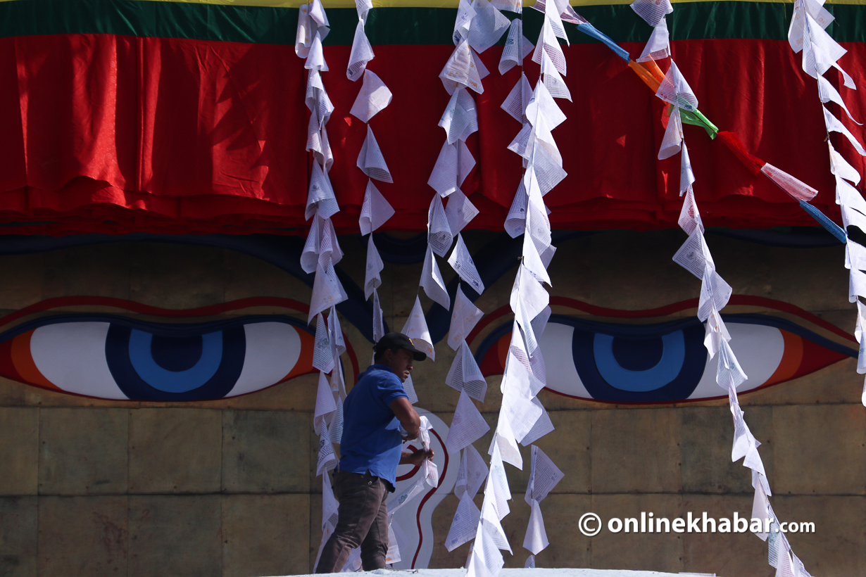 Buddhist prayer flags turn white for sustainability