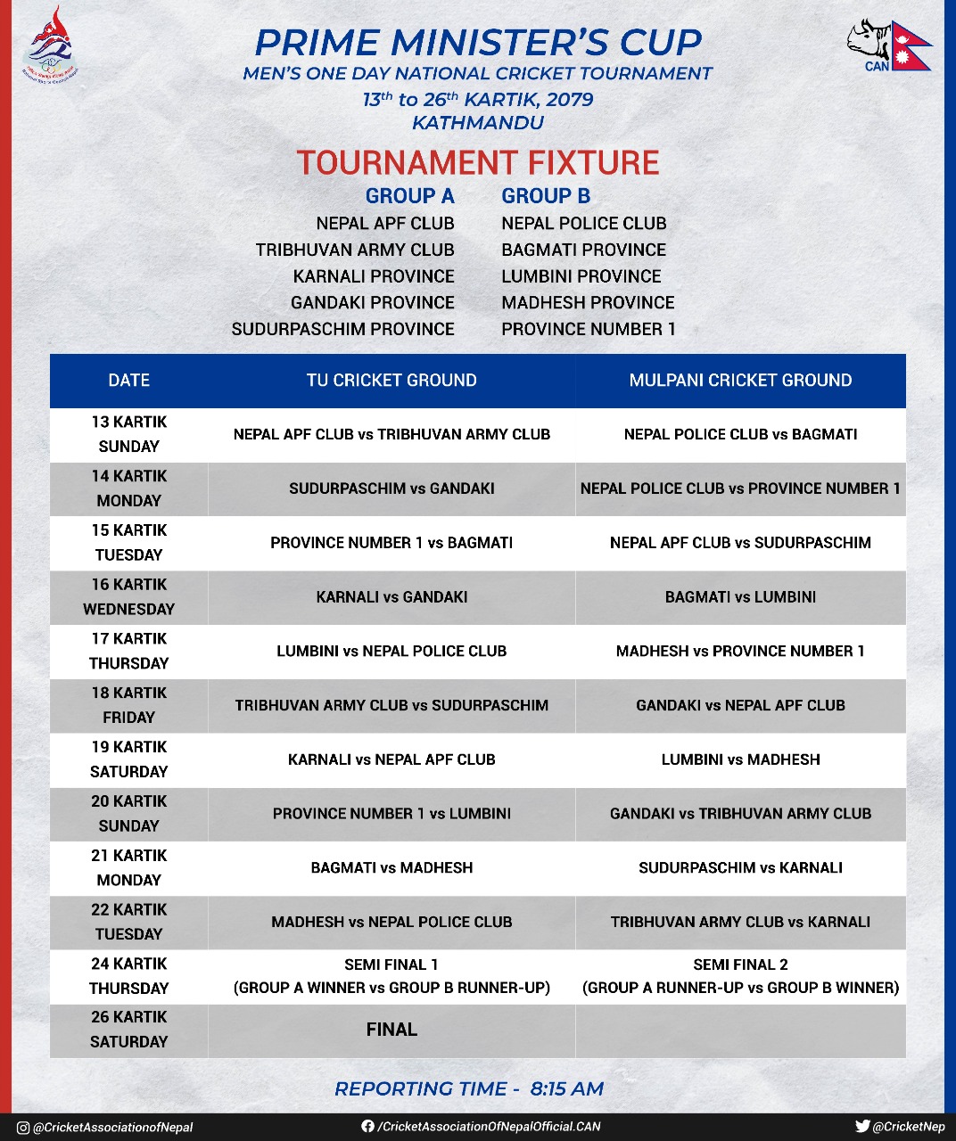 Prime Minister's Cup: Here's the schedule made public - OnlineKhabar ...